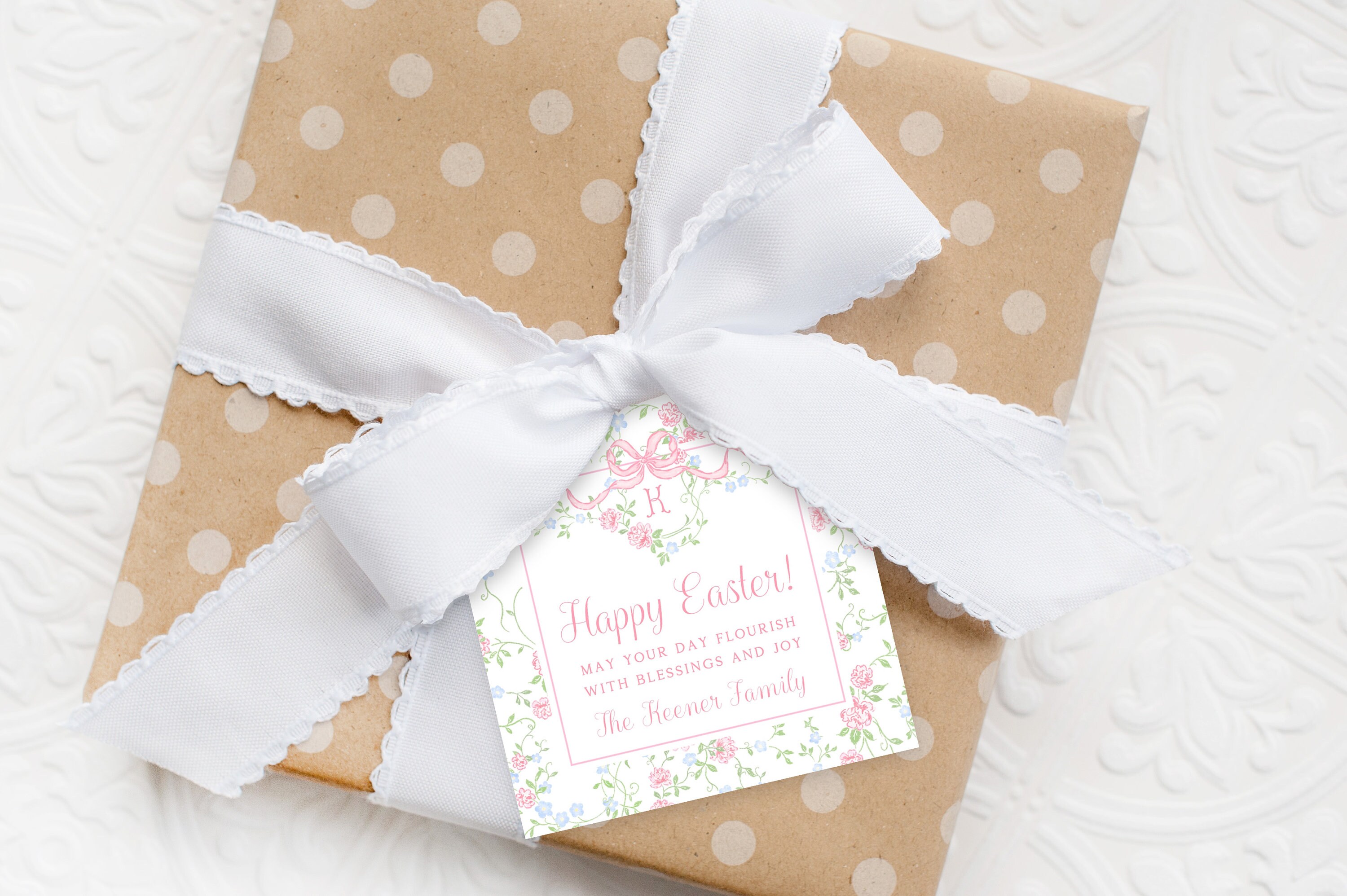 Printable Easter Gift Tag, Watercolor Bow and Floral Easter Tags ...