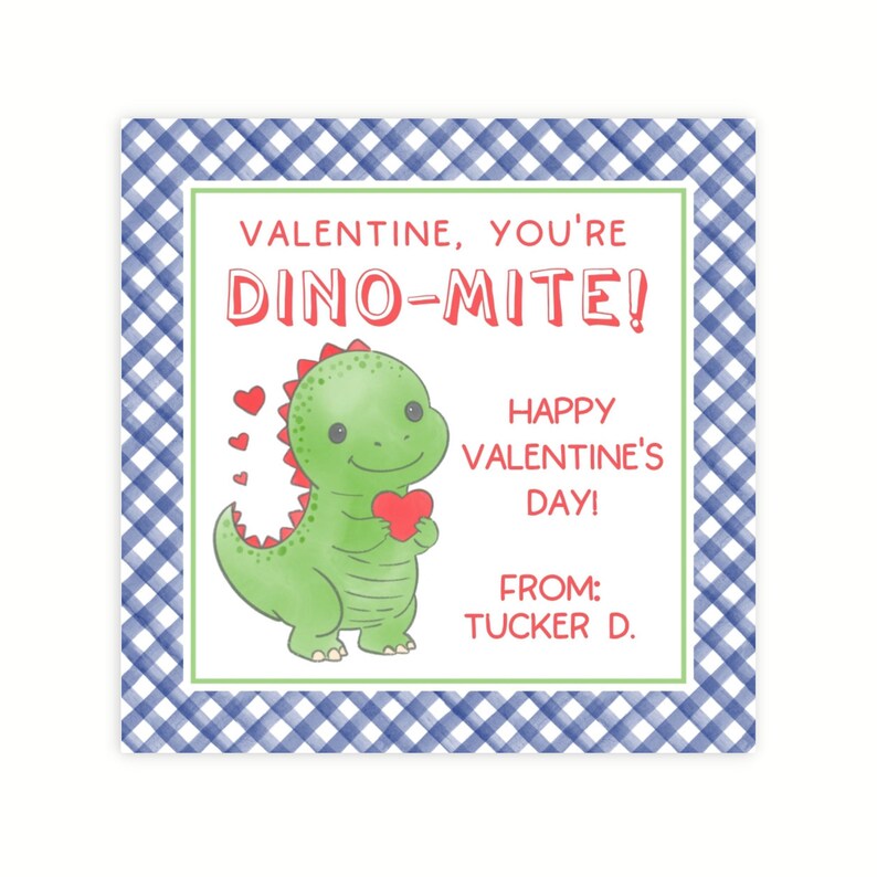 Dinosaur Valentine Card | Printable Dino Valentines Tag for Kids and ...