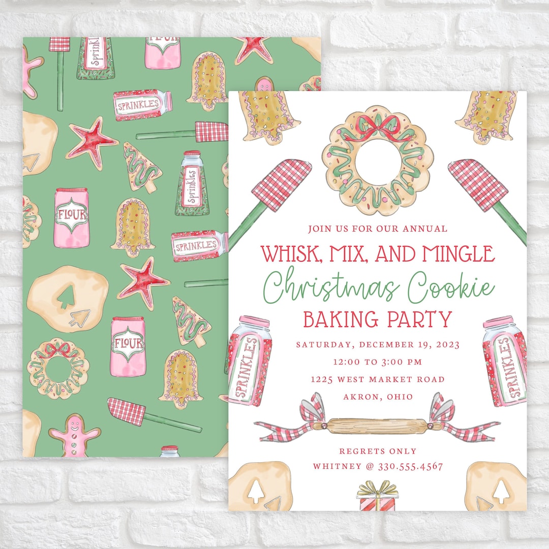Christmas Cookie Baking Party Invitation, Cookie Decorating Party ...