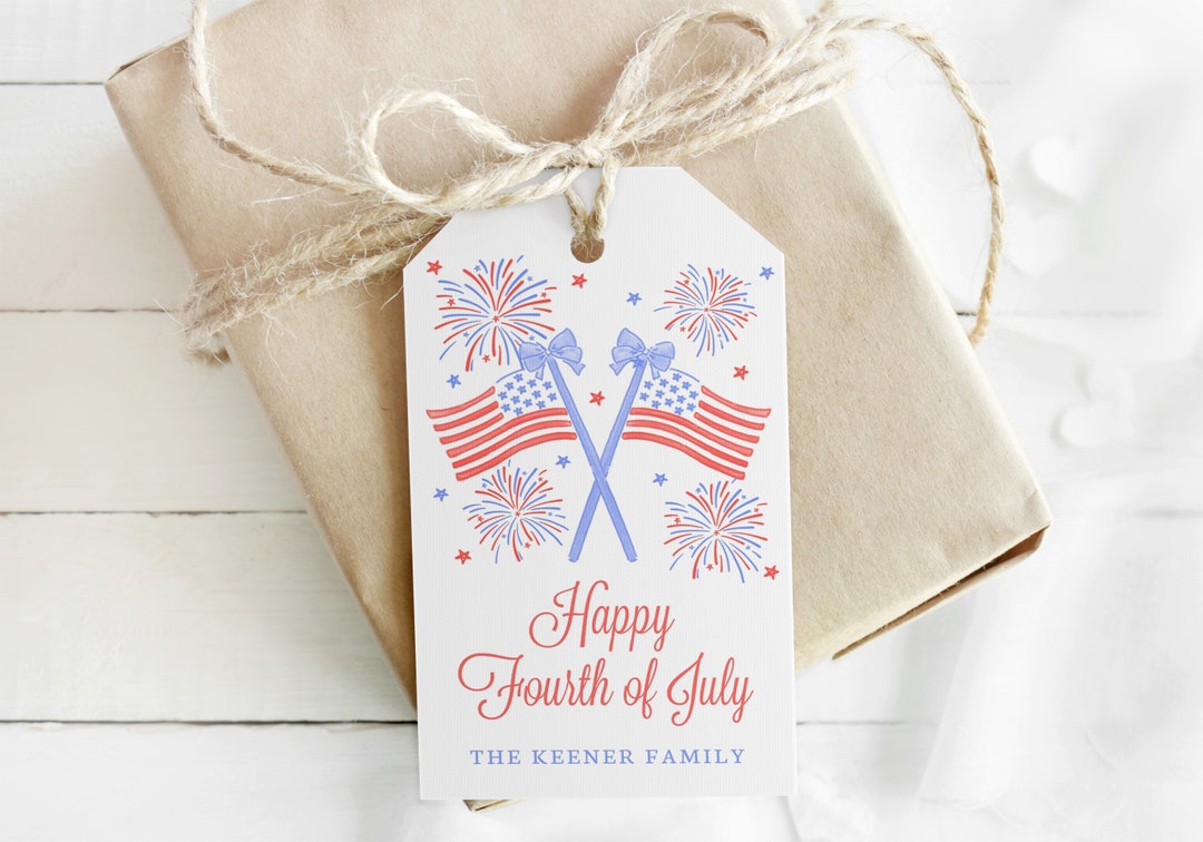 Printable Fourth of July Gift Tag, Happy Fourth of July Flag and ...