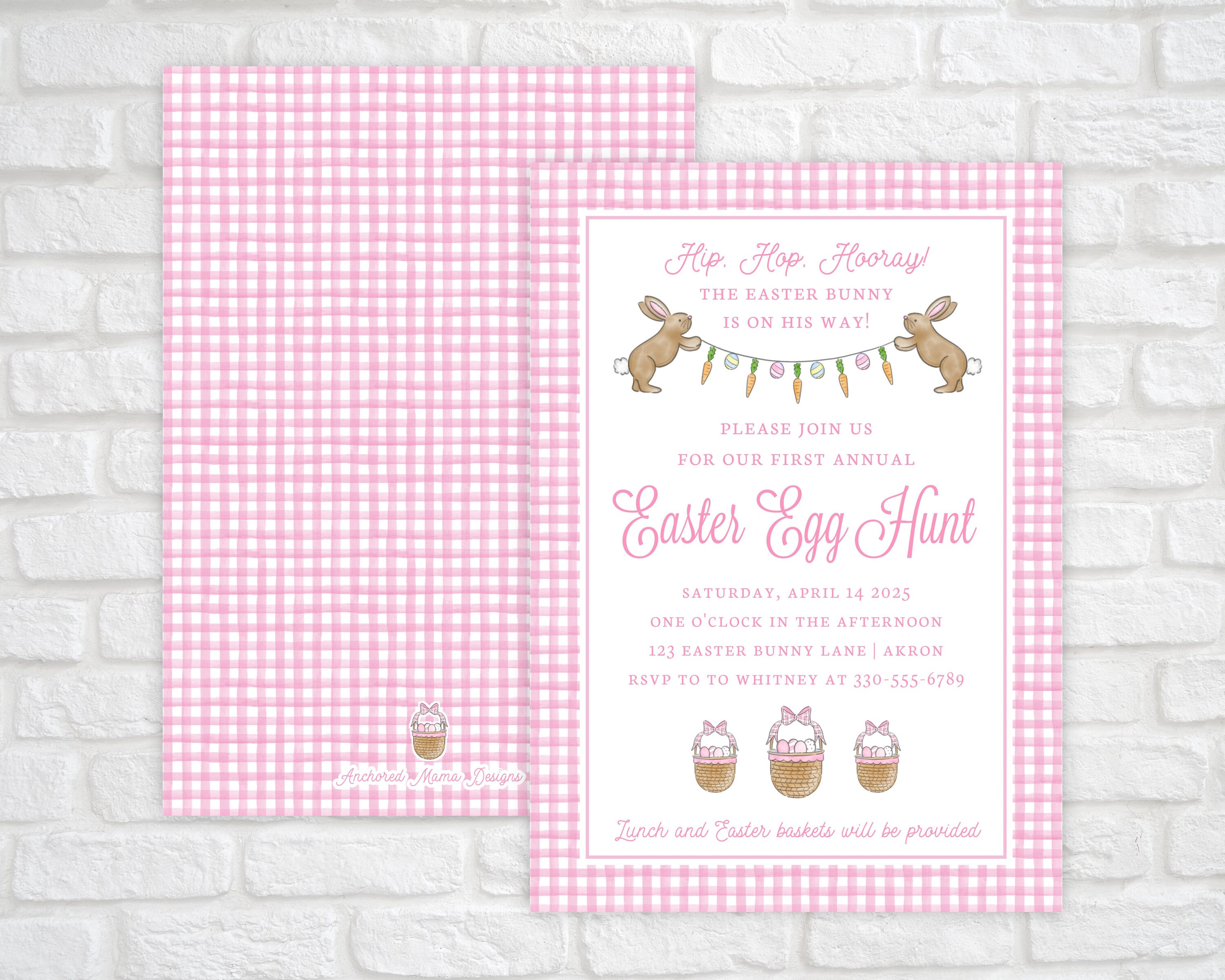 Printable Easter Egg Hunt Invitation, Watercolor Easter Bunny Invite ...