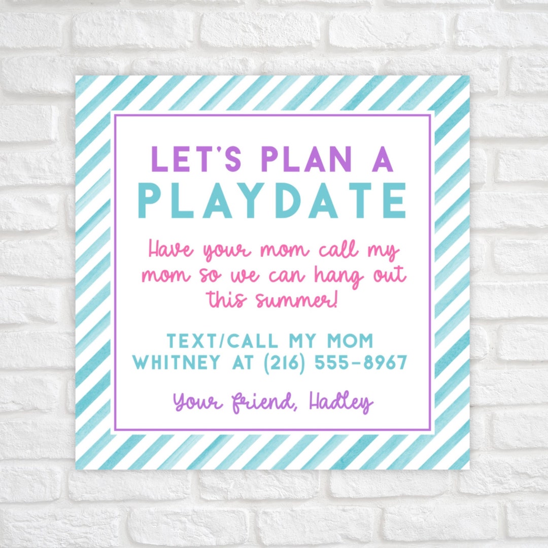 Printable End of School Tags for Kids, Play Date Calling Card, Summer ...
