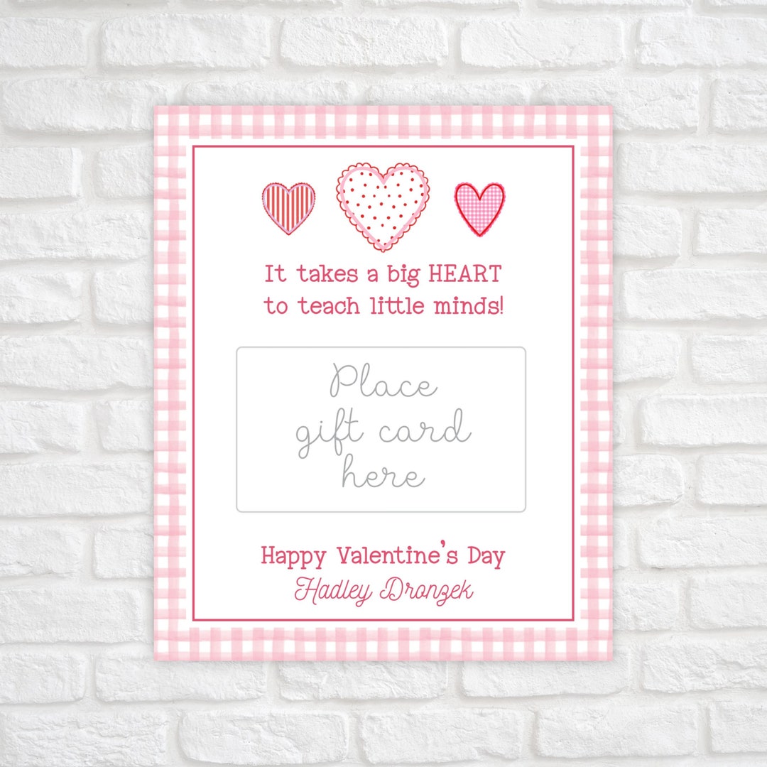 Teacher Gift Card Holder Valentine, Valentine's Day Gift for Teacher ...