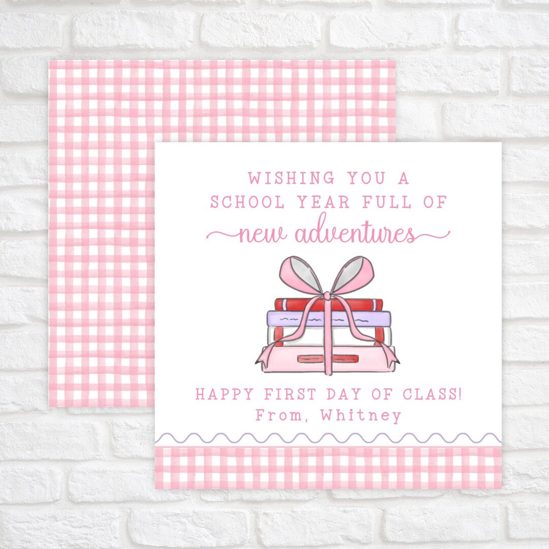 Printable First Day of School Teacher Gift Tag, Book Back to School ...
