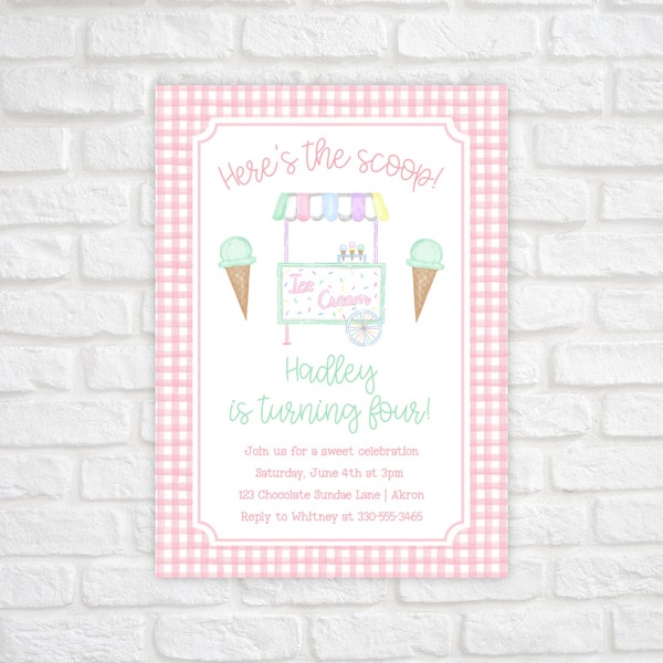 Printable Ice Cream Birthday Invitations - Etsy