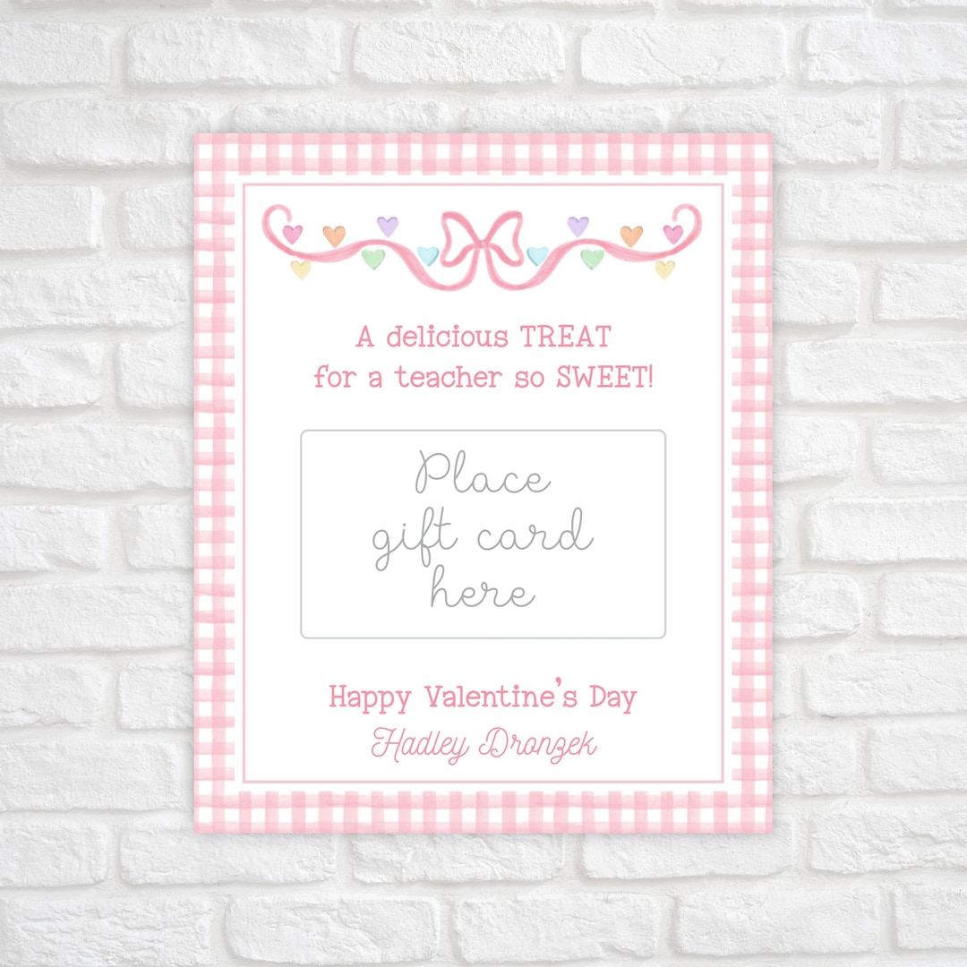 Valentine Teacher Gift Card Holder, Valentine's Day Gift for Teacher ...