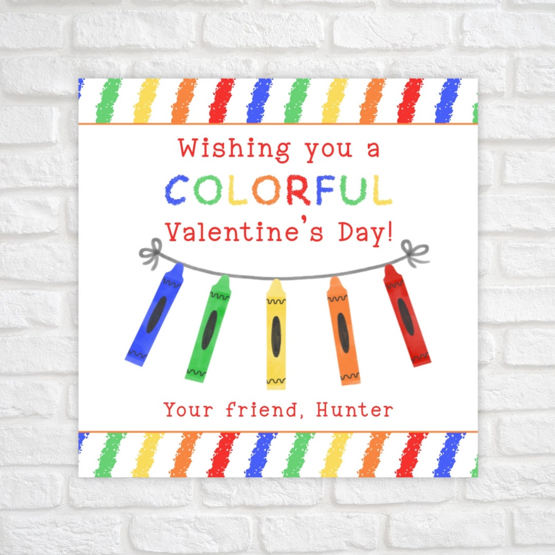 Printable Crayon Valentine Cards for Kids, Crayon Valentine Tag ...