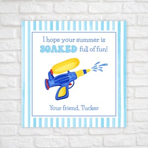Printable End of School Gift Tags for Class, Summer Water Gun Gift Tag ...