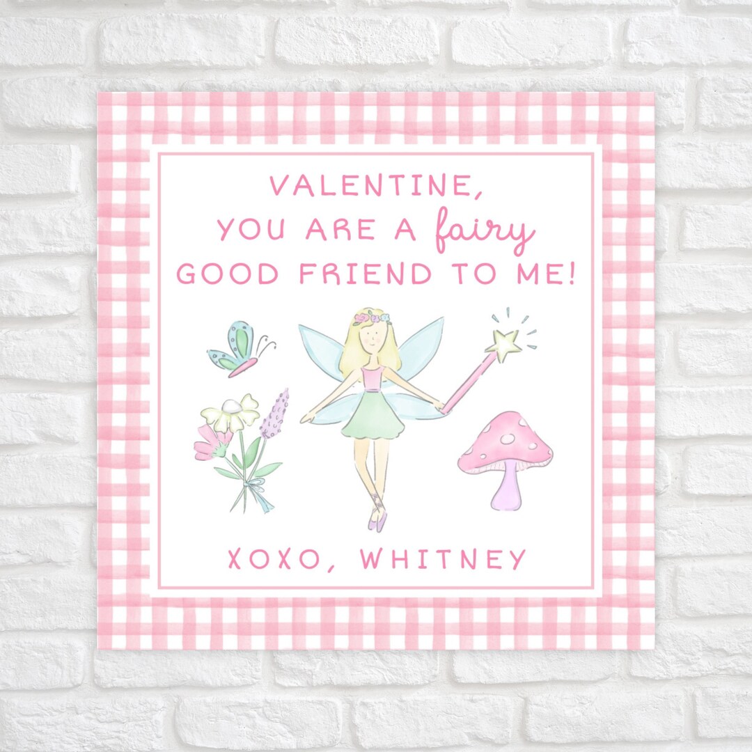 Printable Valentine Cards for Kids, Fairy Valentine Gift Tag, Fairies ...