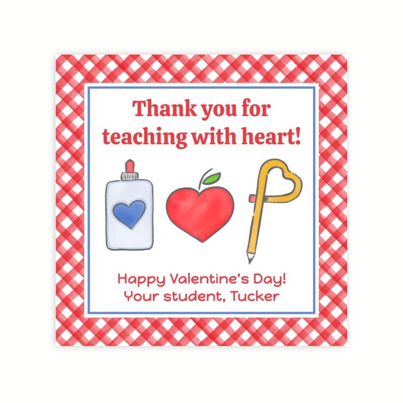 Teacher Valentine Card | Printable Thank You Tags for Teacher Gifts ...