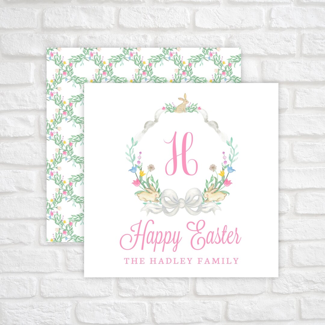 Easter Gift Tags Printable, Easter Basket Tag Template, Monogrammed ...