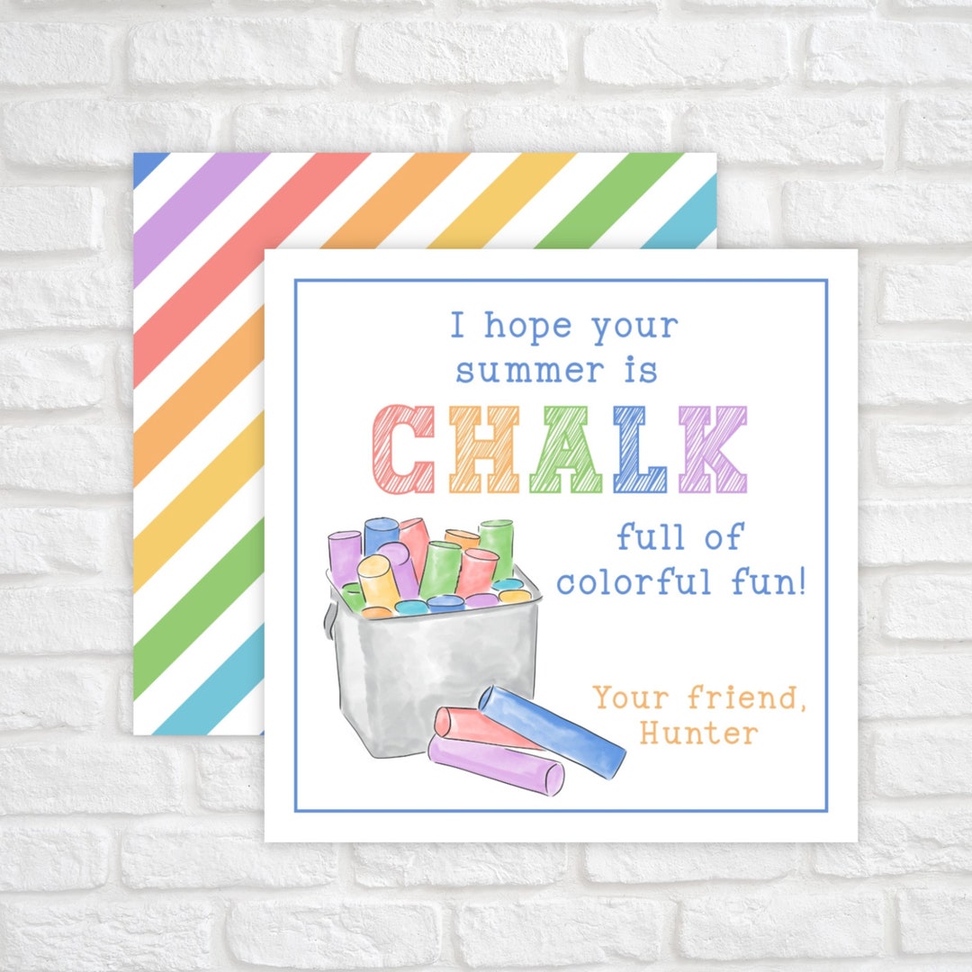 Rainbow Chalk Full of Fun Tag, Last Day of School Tag Printable ...
