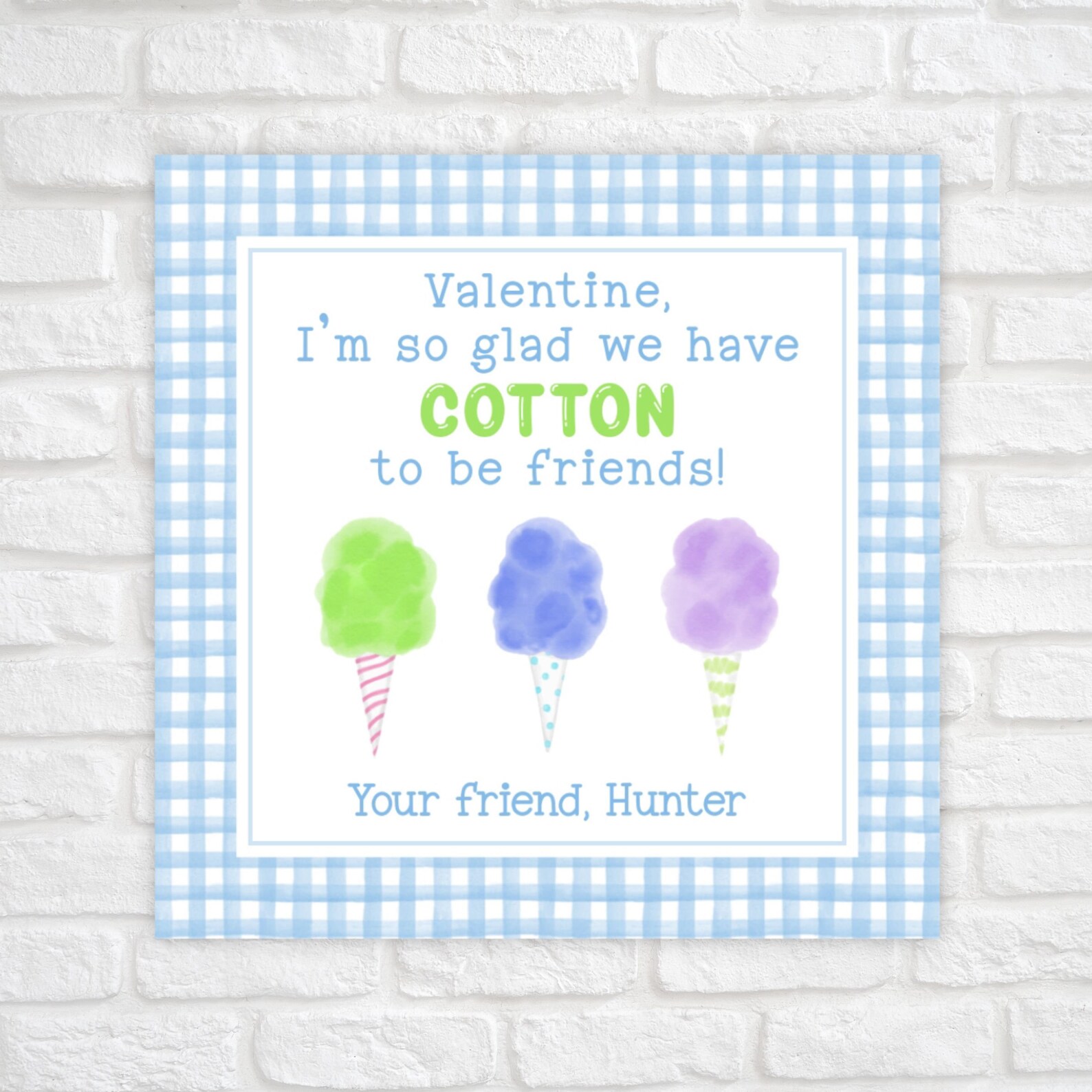 Cotton Candy Valentine Tag Printable, Printable Valentine Cards for ...