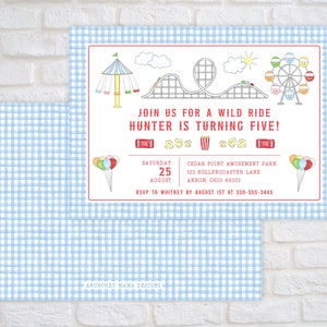 Printable Amusement Park Birthday Invitation Template, Carnival ...