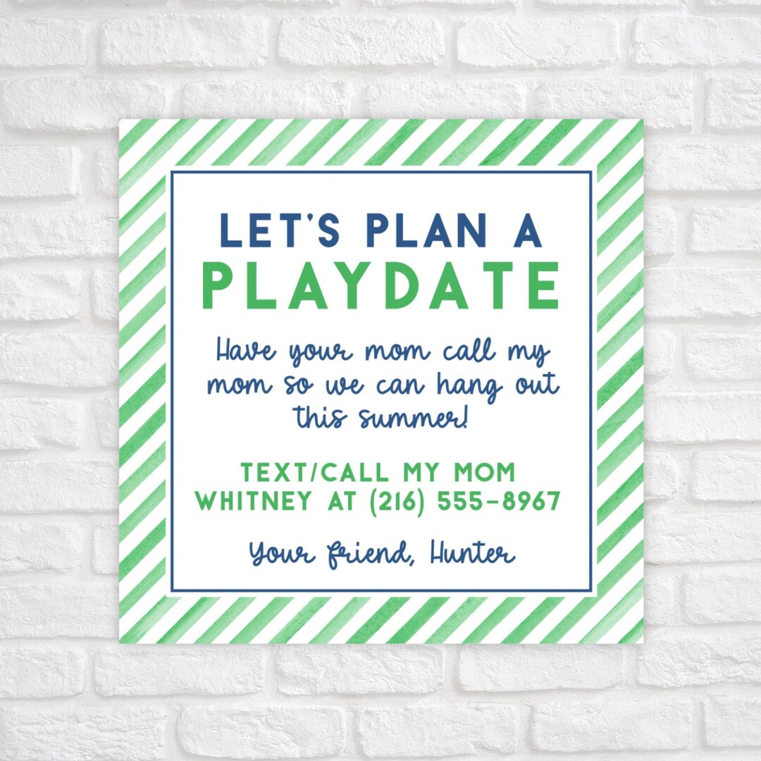 Printable End of School Tags for Kids, Play Date Calling Card, Summer ...