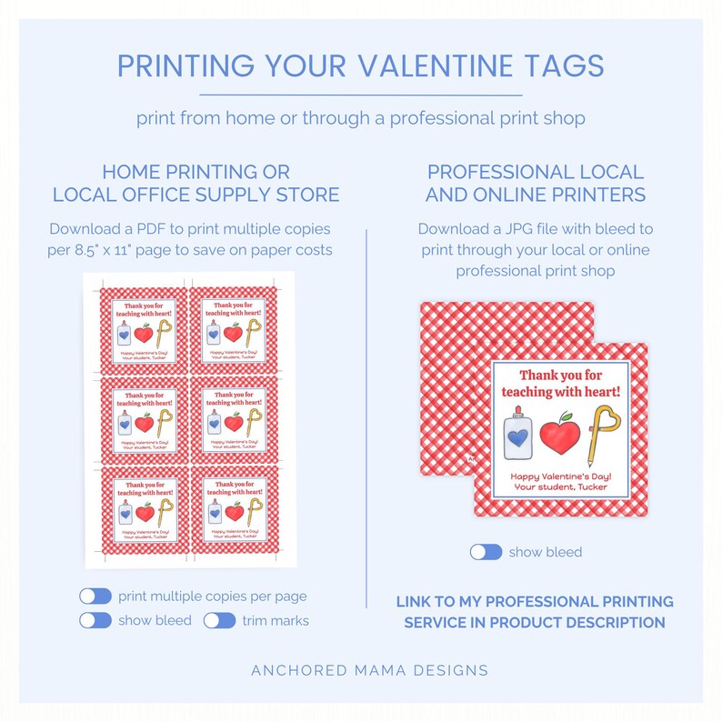 Teacher Valentine Card | Printable Thank You Tags for Teacher Gifts ...