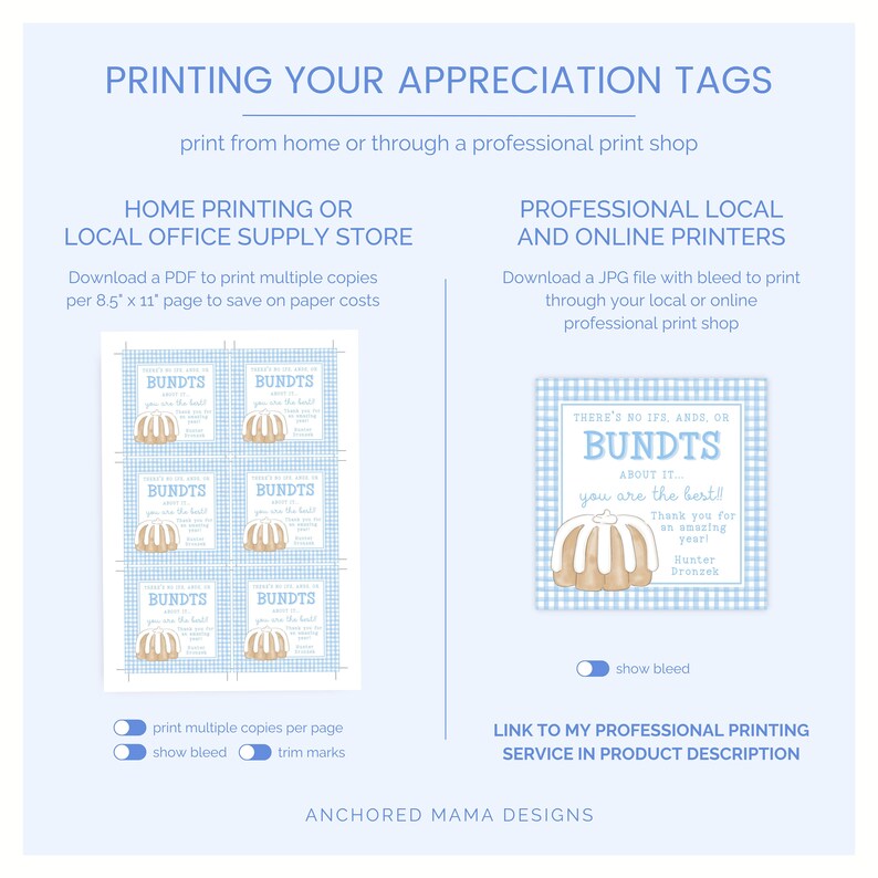 Printable Teacher Appreciation Gift Tag, Bundt Cake Gift Tag, Bundt ...