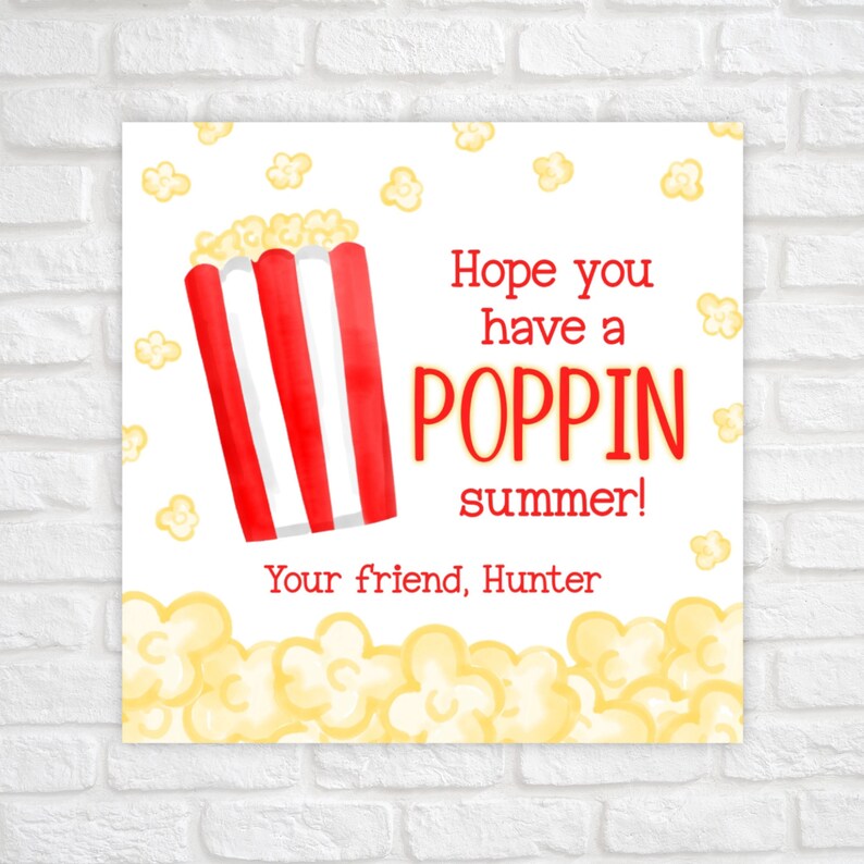 Printable Last Day of School Gift Tags, Popcorn End of School Year ...