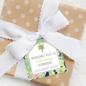 Printable End of School Gift Tags for Class, Tropical Preppy Gift Tag ...