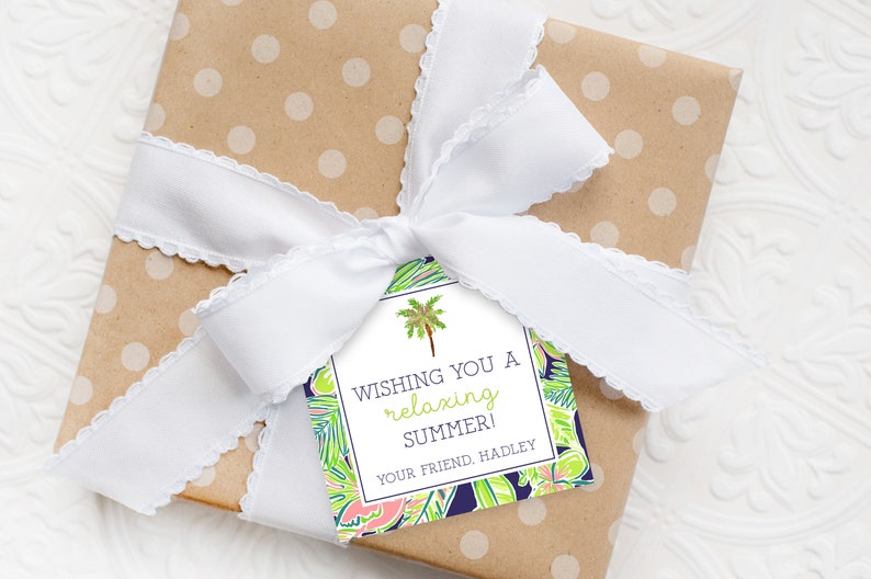 Printable End of School Gift Tags for Class Tropical Preppy | Etsy