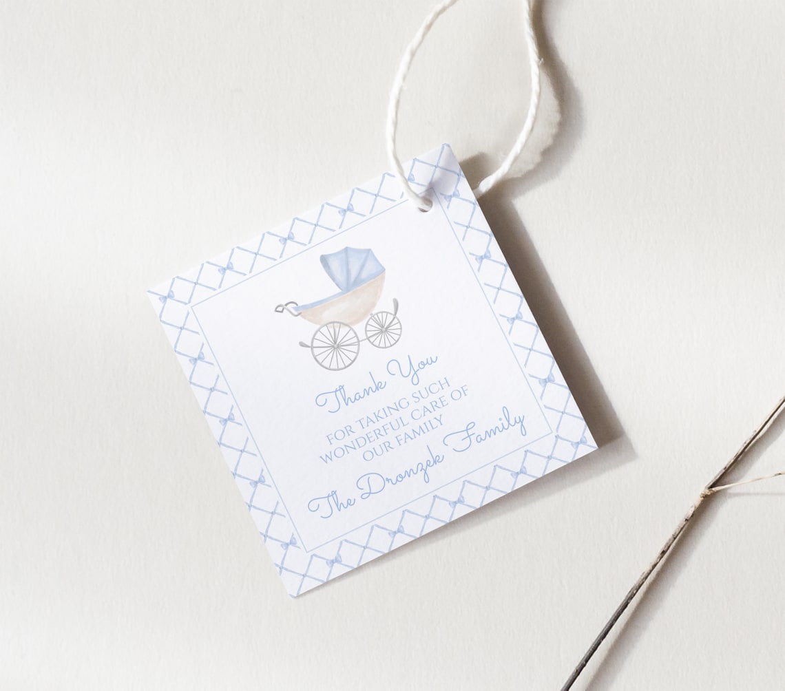 Printable Baby Boy Thank You Tags, New Baby Gift Tag, Labor and ...