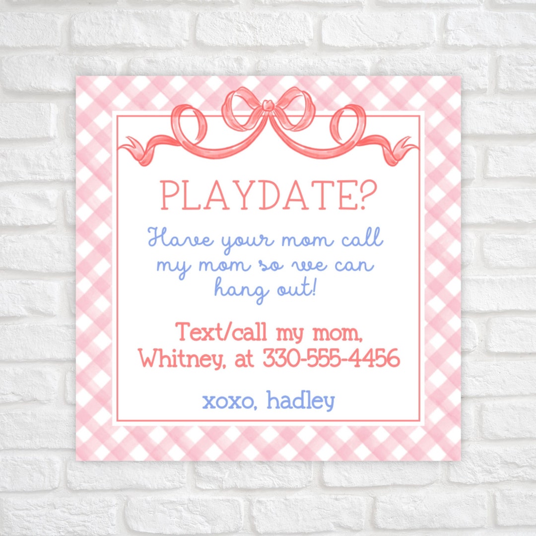 Playdate Cards for Kids, Kids Calling Card, Summer Playdate Card, Mom ...