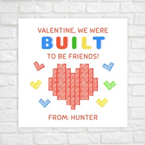 Printable Valentine Cards for Kids, Building Blocks Valentine Gift Tag ...
