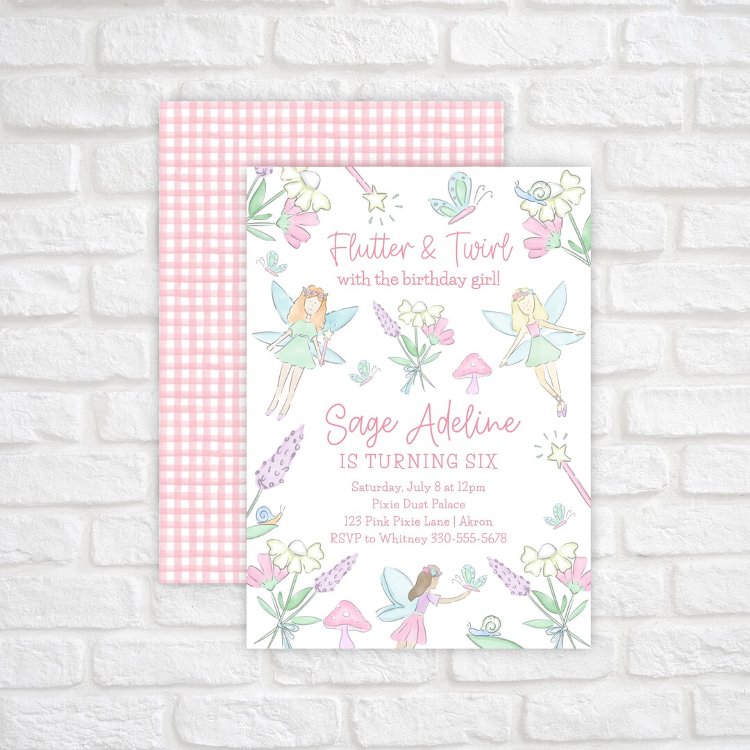 Editable Fairy Birthday Invitation Whimsical Magical Floral Garden ...