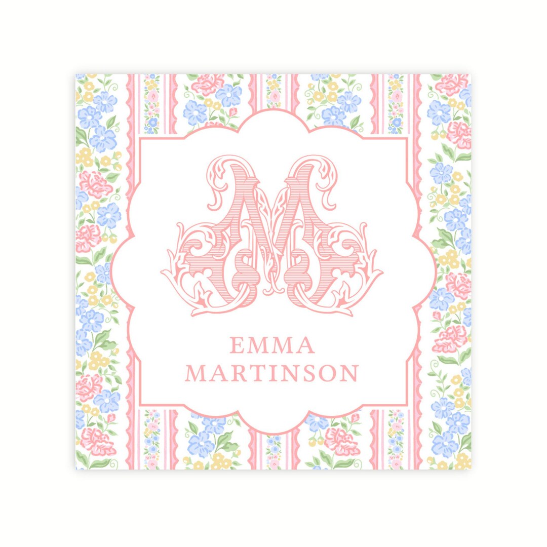 Printable Floral Calling Card | Family Enclosure Card | Monogram ...