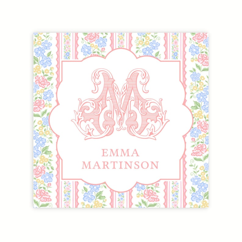 Printable Floral Calling Card | Family Enclosure Card | Monogram ...
