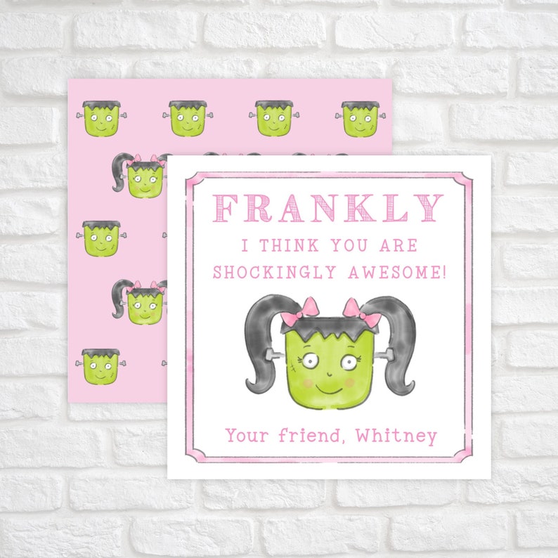 Printable Halloween Gift Tags Girl Frankenstein Tag - Etsy