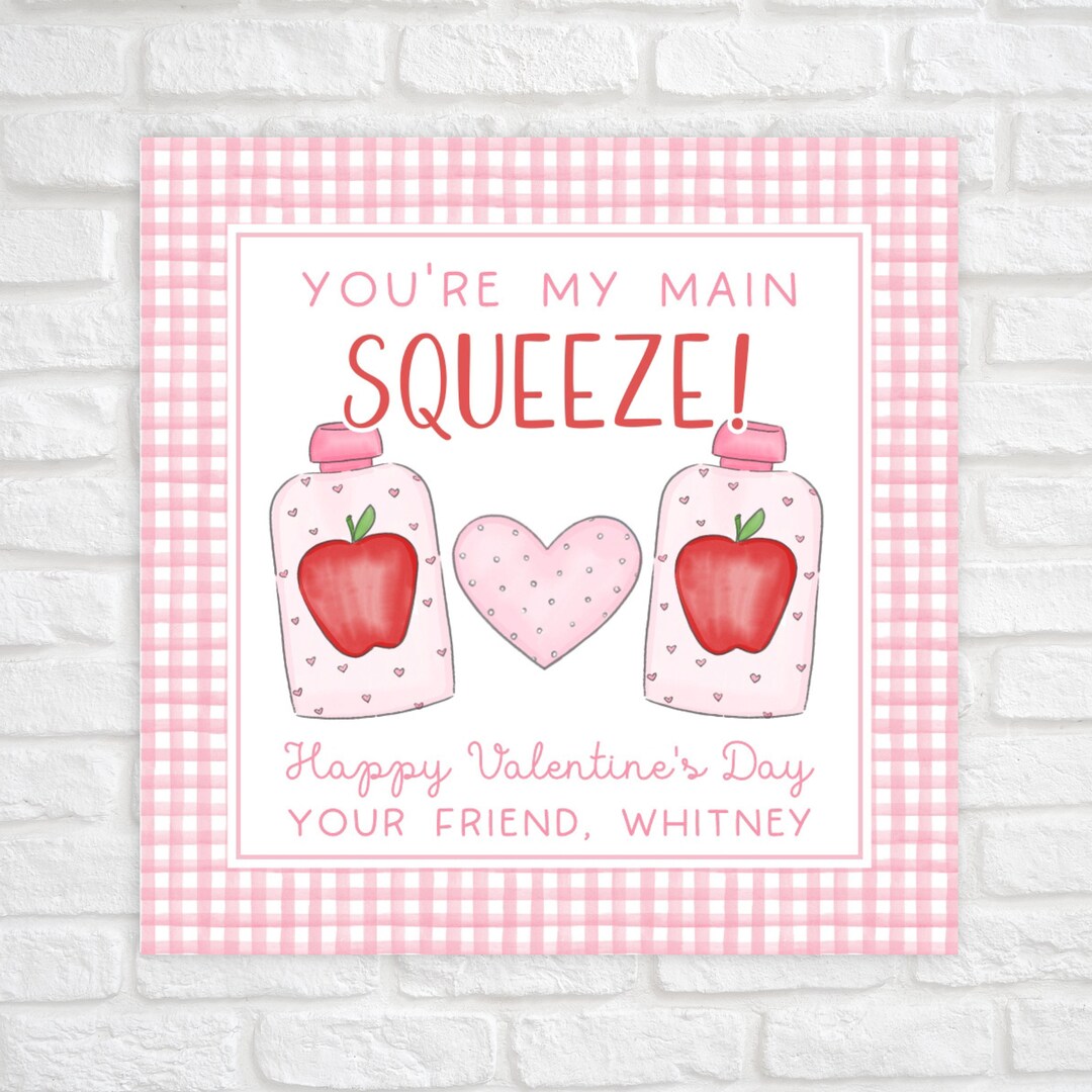 Printable Valentine Cards for Kids, Applesauce Valentine Gift Tag, Main ...