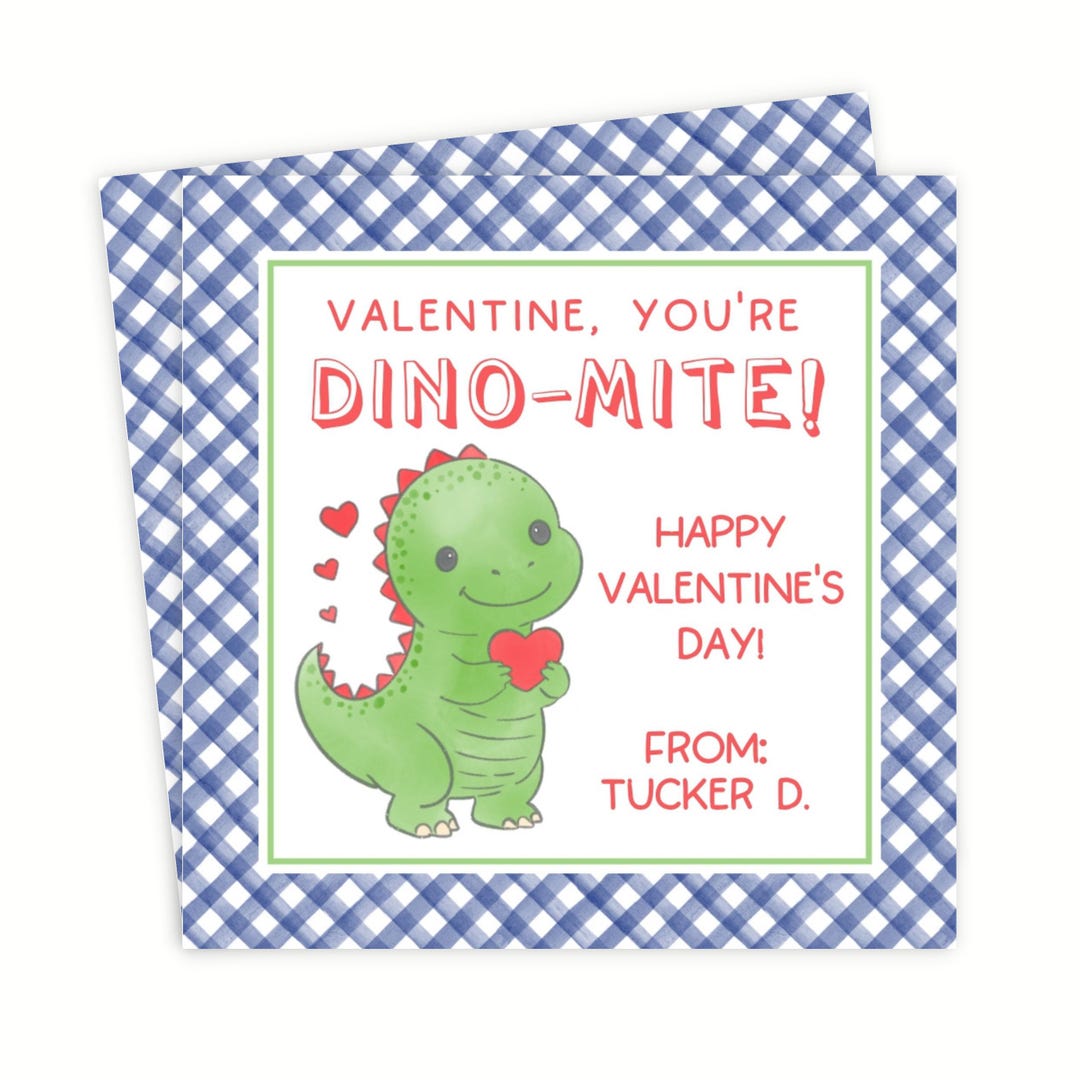 Dinosaur Valentine Card | Printable Dino Valentines Tag for Kids and ...