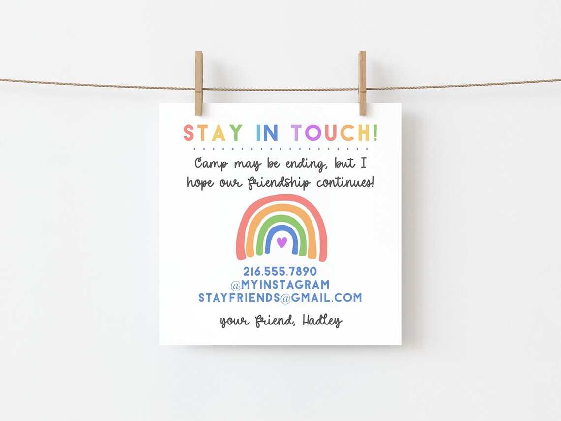 Printable Camp Calling Card Camp Contact Card Summer - Etsy