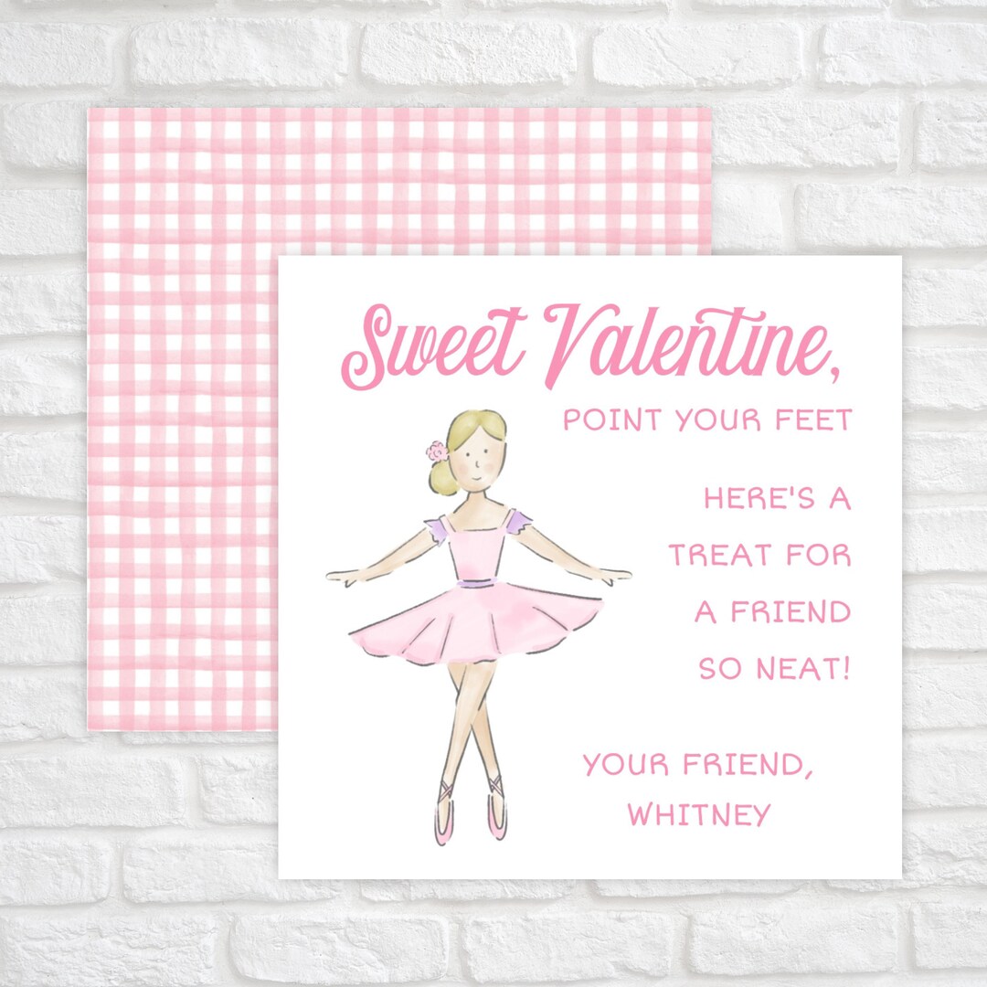 Printable Dance Valentine Cards for Kids, Ballerina Valentine Tag ...