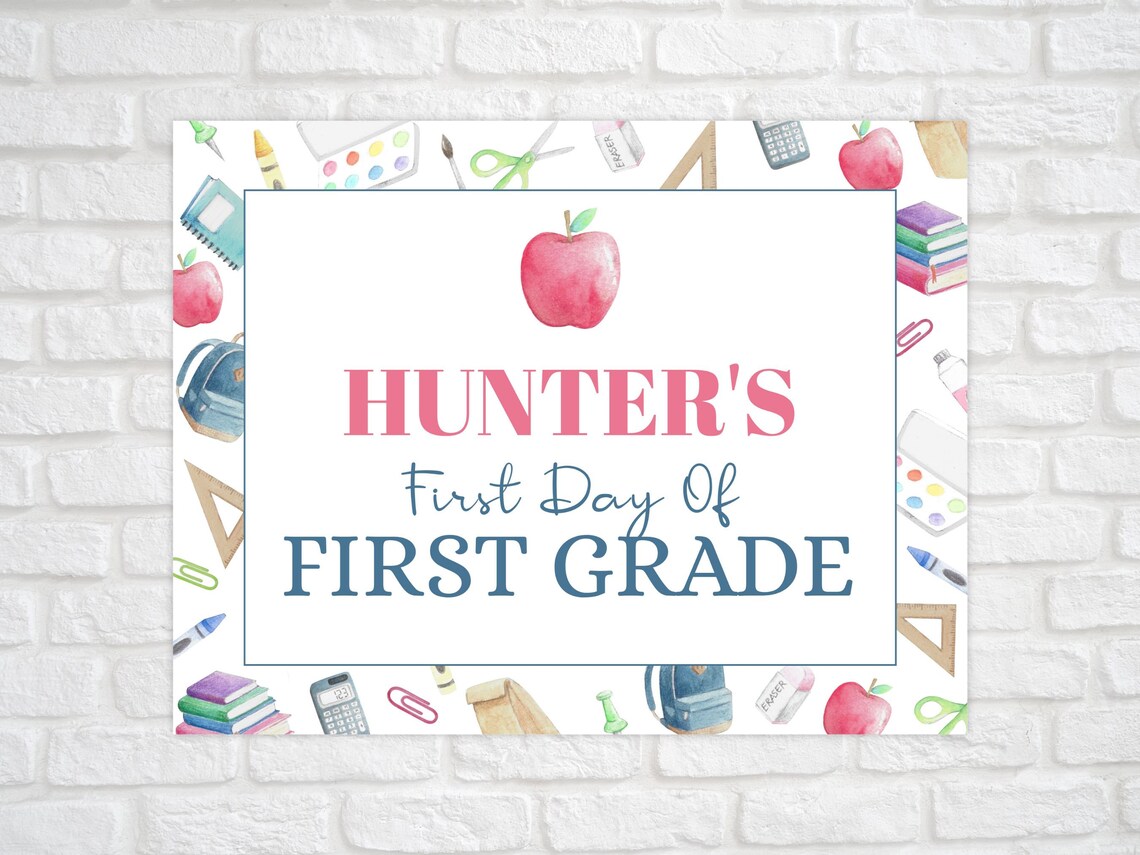 First Day of School Sign Printable Watercolor 1st Day of - Etsy