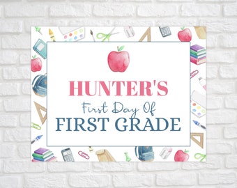 First Day of School Sign Printable Watercolor 1st Day of - Etsy