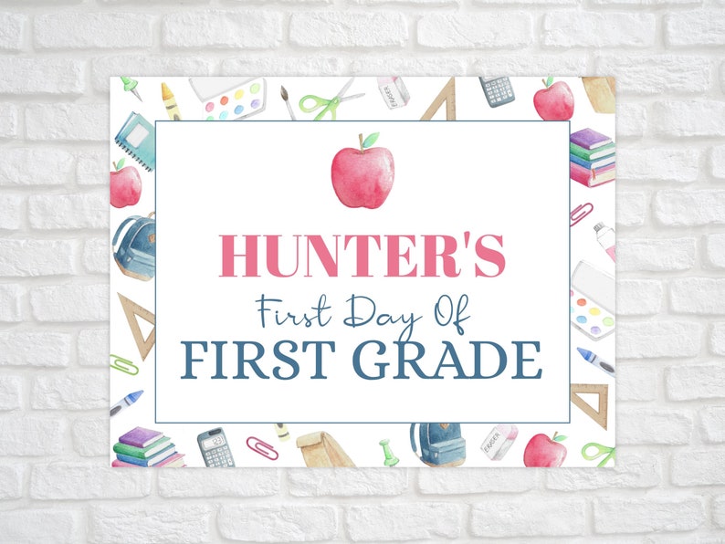 First Day of School Sign Printable Watercolor 1st Day of - Etsy
