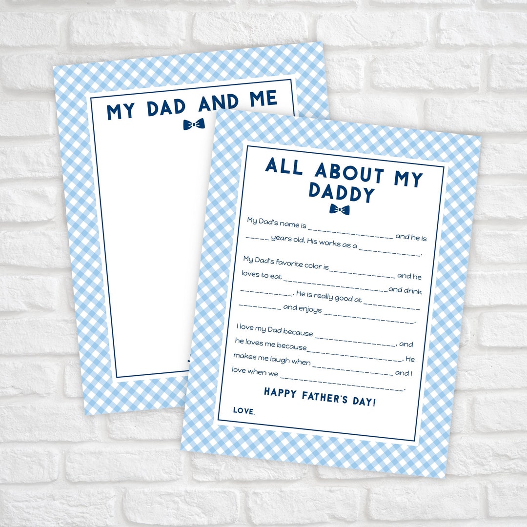 All About My Dad Fill in the Blank Printable for Father's Day, Kids ...