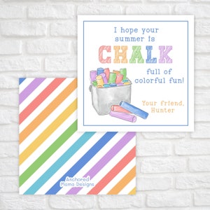 Rainbow Chalk Full of Fun Tag, Last Day of School Tag Printable ...