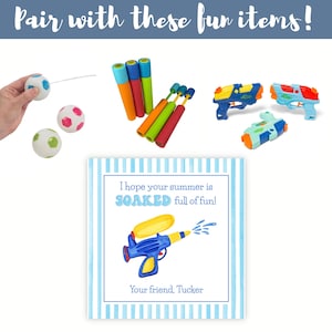 Printable End of School Gift Tags for Class, Summer Water Gun Gift Tag ...