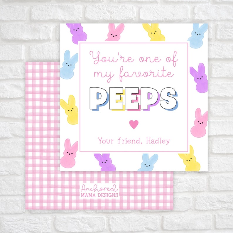 Easter Peeps Gift Tags Printable, Some of My Favorite Peeps Tag, Happy ...