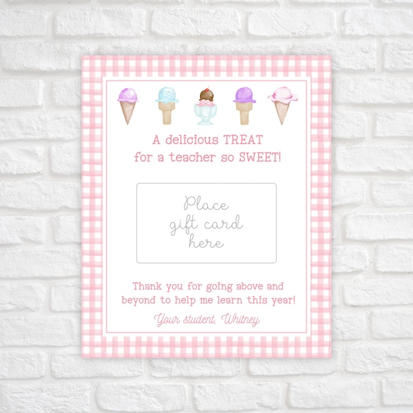 Teacher Appreciation Ice Cream Tag - Etsy