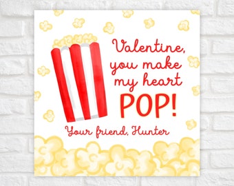 Popcorn Valentine Cards for Kids. Printable PDF. - Etsy