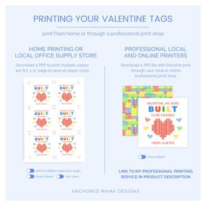 Printable Valentine Cards for Kids, Building Blocks Valentine Gift Tag ...