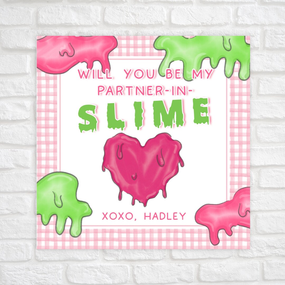 Printable Valentine Cards for Kids, Slime Valentine Tag, Valenslime Tag ...