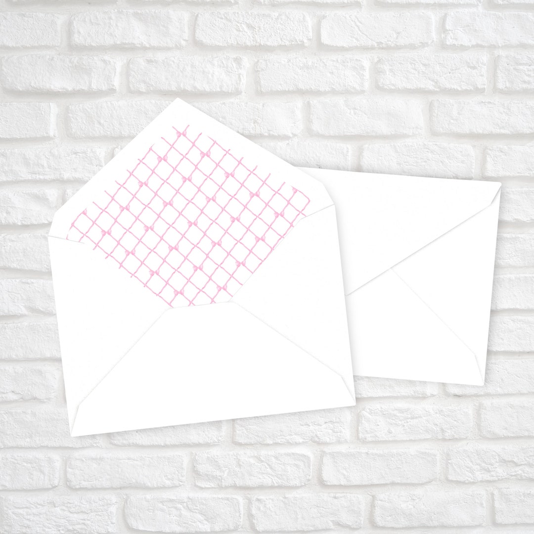 Printable Envelope Liners, Pink Bow Trellis Envelope Liner, Watercolor ...