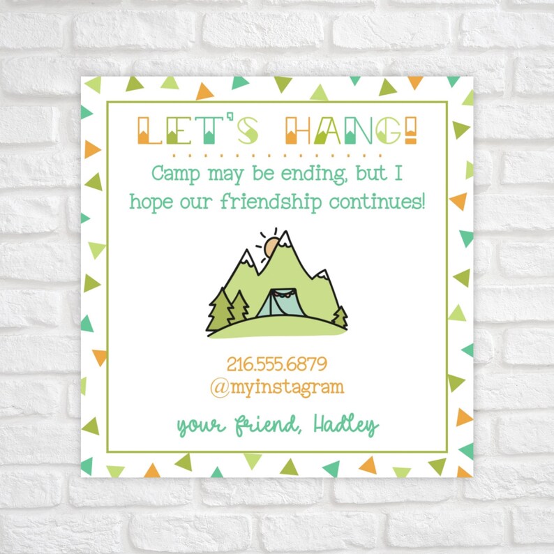 Printable Camp Calling Card Camp Contact Card Summer - Etsy