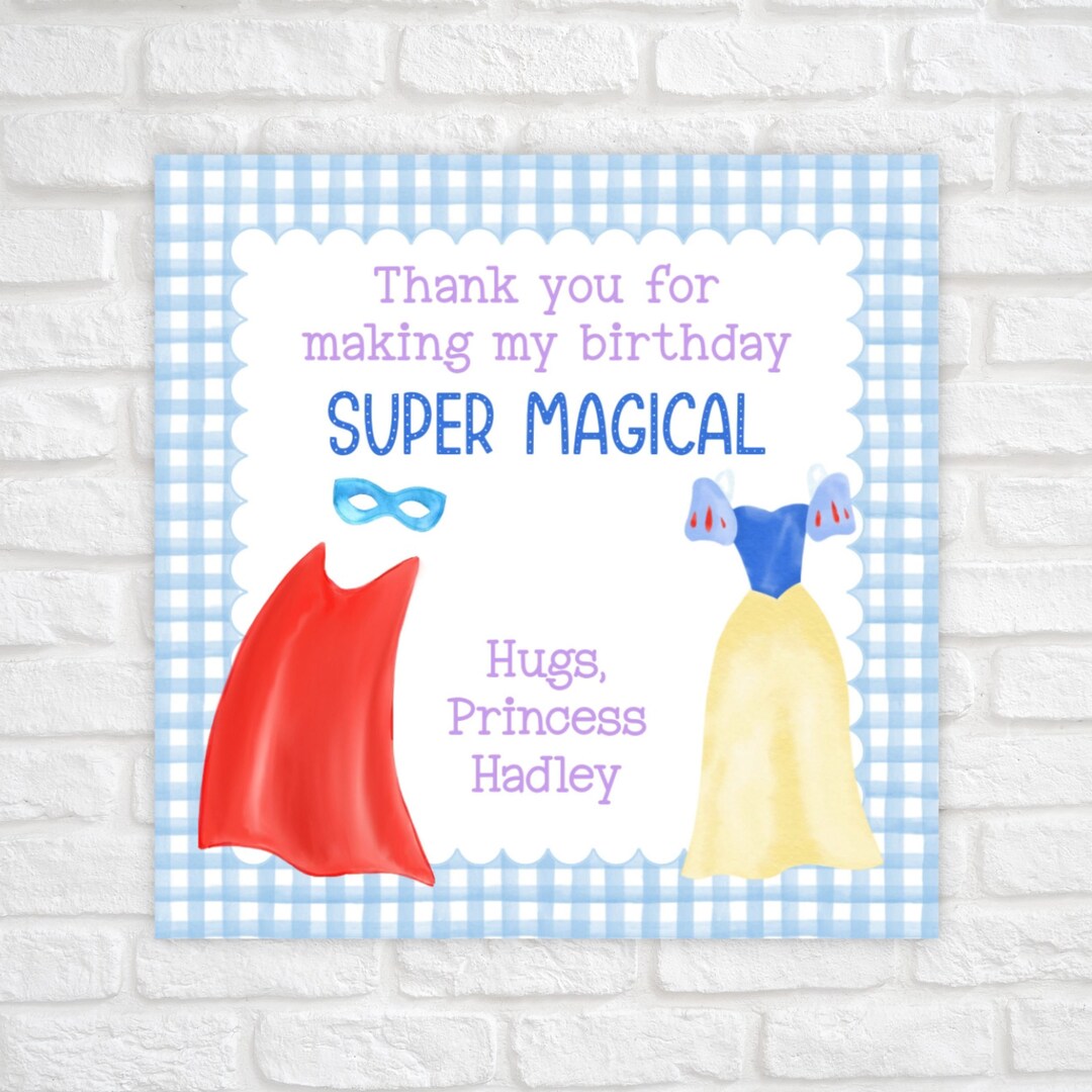 Princess Superhero Party Gift Tag, Printable Superhero Princess ...