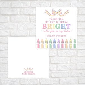 Printable Valentine Cards for Kids, Crayon Valentine Gift Tag Template ...